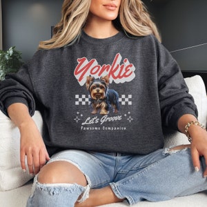 Yorkie Sweatshirt, Retro Yorkie Sweater, Matching Sweatshirts, Gift for ...