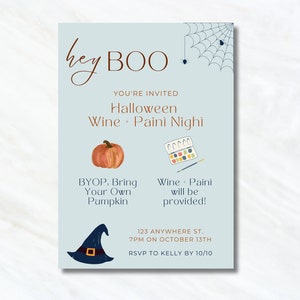 Hey BOO Wine & Pumpkin Paint Stationary Set - Digital Download Template ...