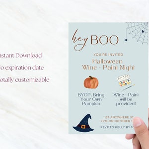 Hey BOO Wine & Pumpkin Paint Stationary Set - Digital Download Template ...