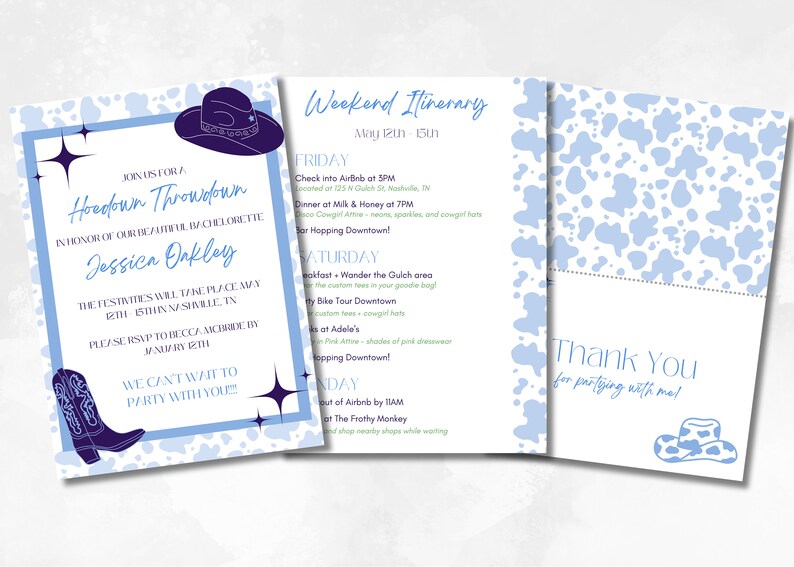 Hoedown Throwdown Bachelorette Stationary Set - 3 Piece Digital ...