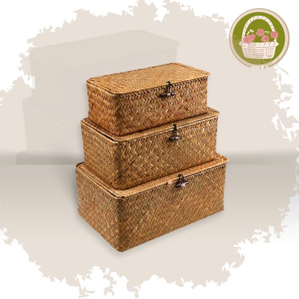 Wicker Basket With Lid - Etsy