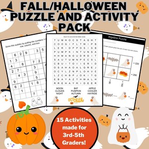 Halloween/fall Puzzle and Activity Worksheets Word Searches, Sudoku ...