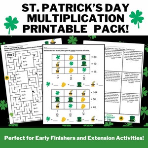 St. Patrick's Day Multiplication Math Fact Pack No Prep Activity Pack ...