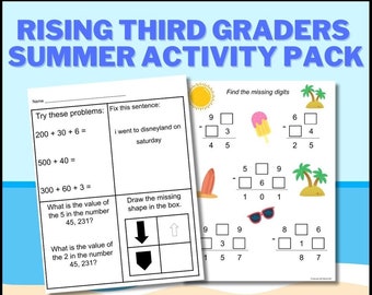 Third Grade Summer Activity Review Pack 3rd Graders Moving to 4th ...