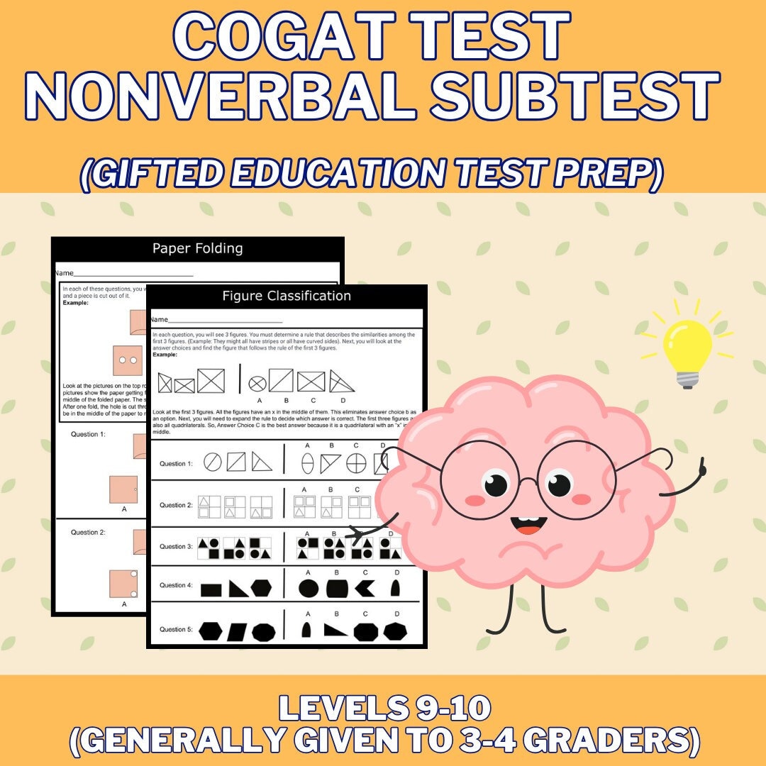 Cogat Nonverbal Practice Test, Gifted and Talented Education Test Prep ...