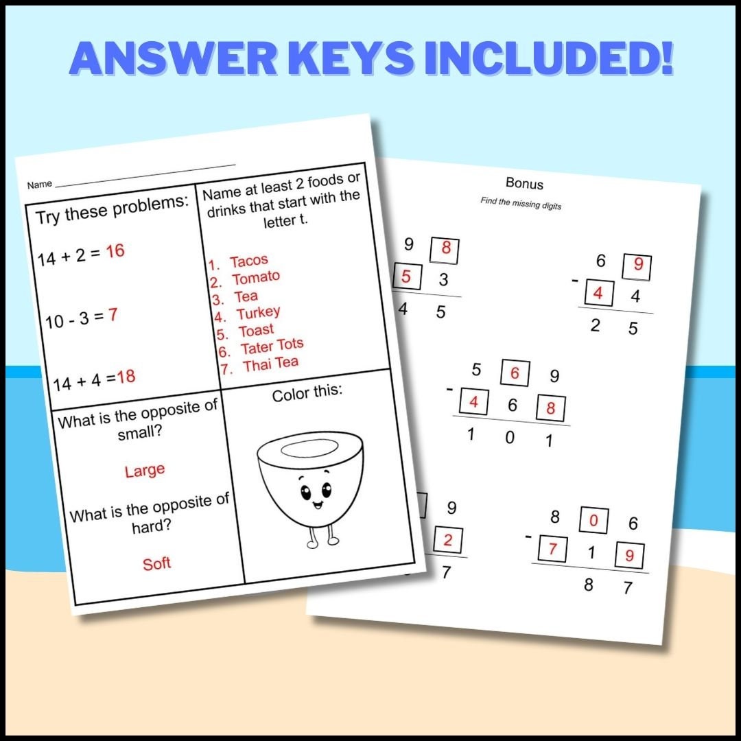 Second Grade Summer Activity Review Pack (2nd Moving to 3rd) Reading ...