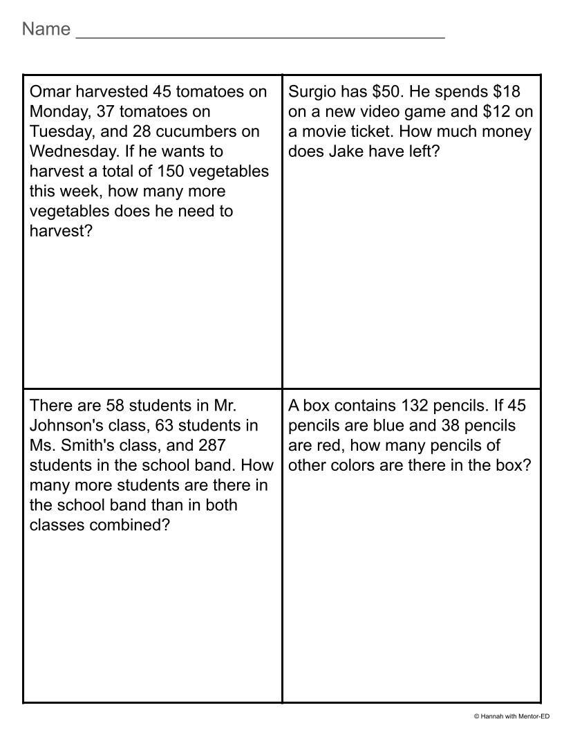 Math Practice Worksheets NWEA MAP Prep RIT Band 191-200 Test Prep - Etsy