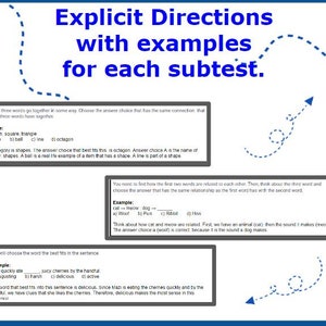 Cogat Test Verbal Subtest (ages 9-10) 2nd/3rd Grade Practice (gifted ...