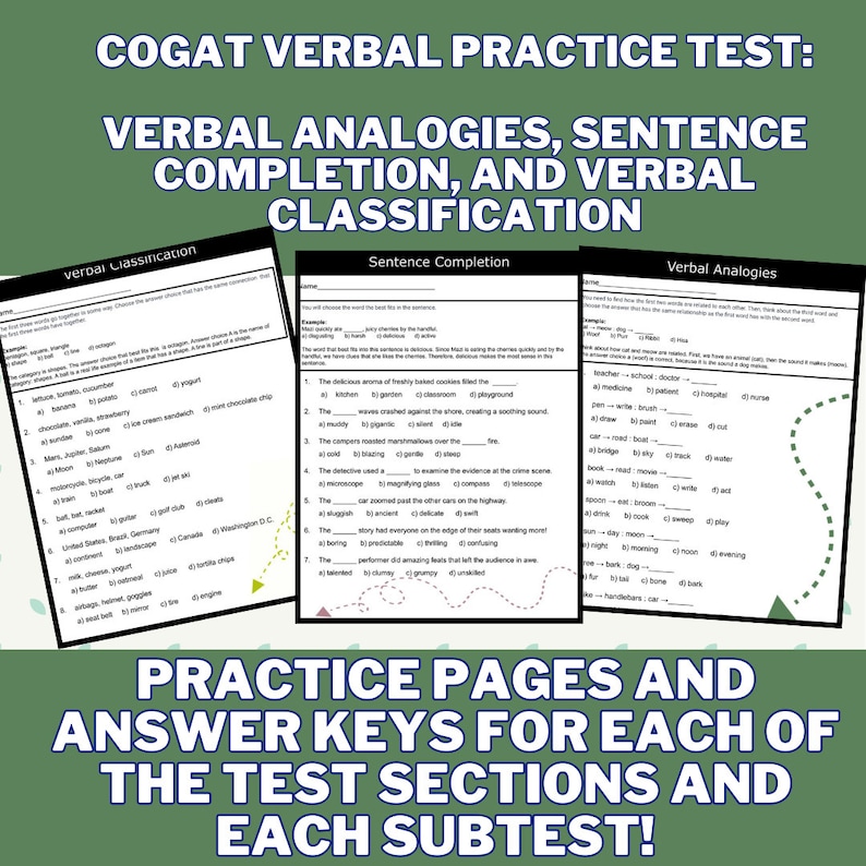 COGAT Practice Tests (ages 9-10) 3rd-4th Grade Practice (gifted ...