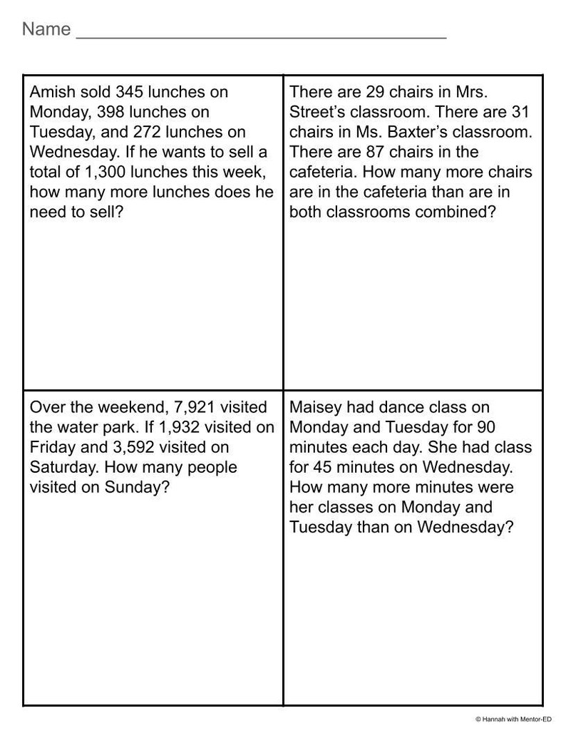 Math Practice Worksheets NWEA MAP Prep RIT Band 191-200 Test Prep - Etsy