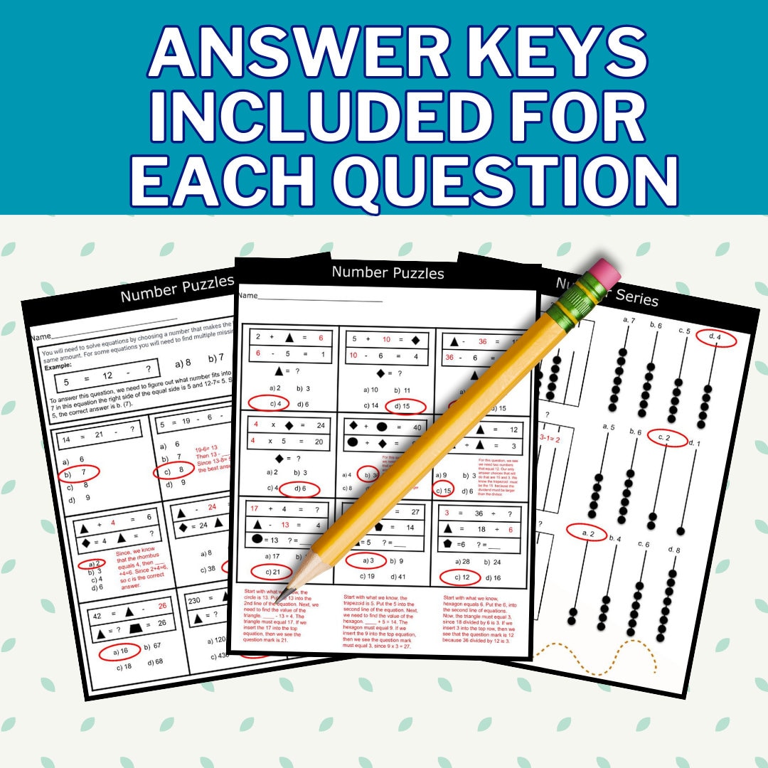 Cogat Test Quantitative Subtest (levels 9-10) 3rd/4th Grade Gifted ...