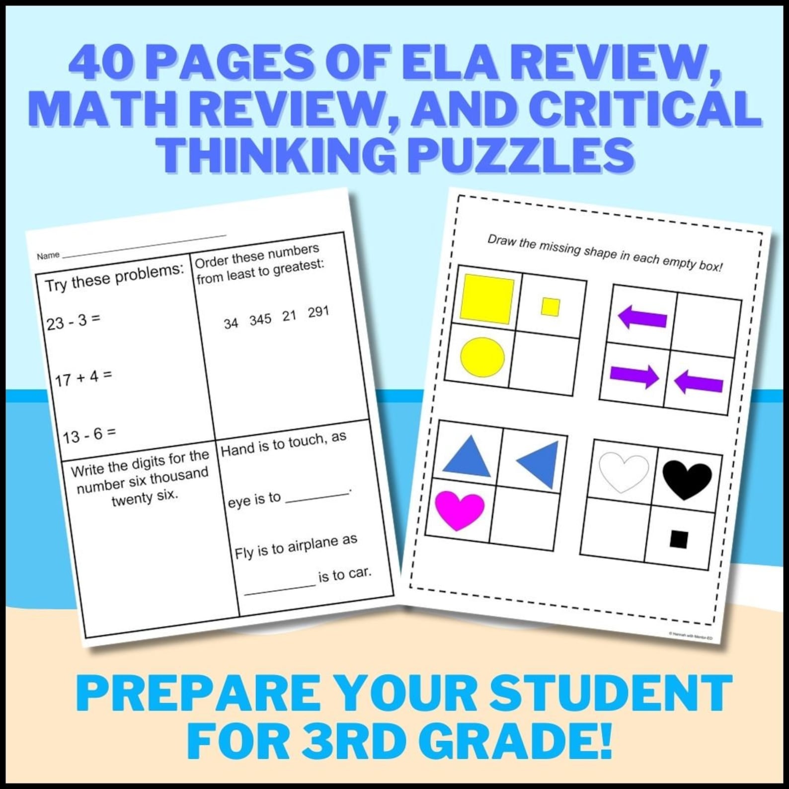 Second Grade Summer Activity Review Pack (2nd Moving to 3rd) Reading ...