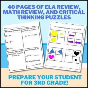 Second Grade Summer Activity Review Pack (2nd Moving to 3rd) Reading ...