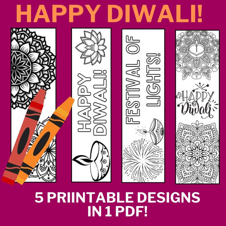 Printable Diwali Bookmarks, Diwali Party Activities, Classroom Diwali ...