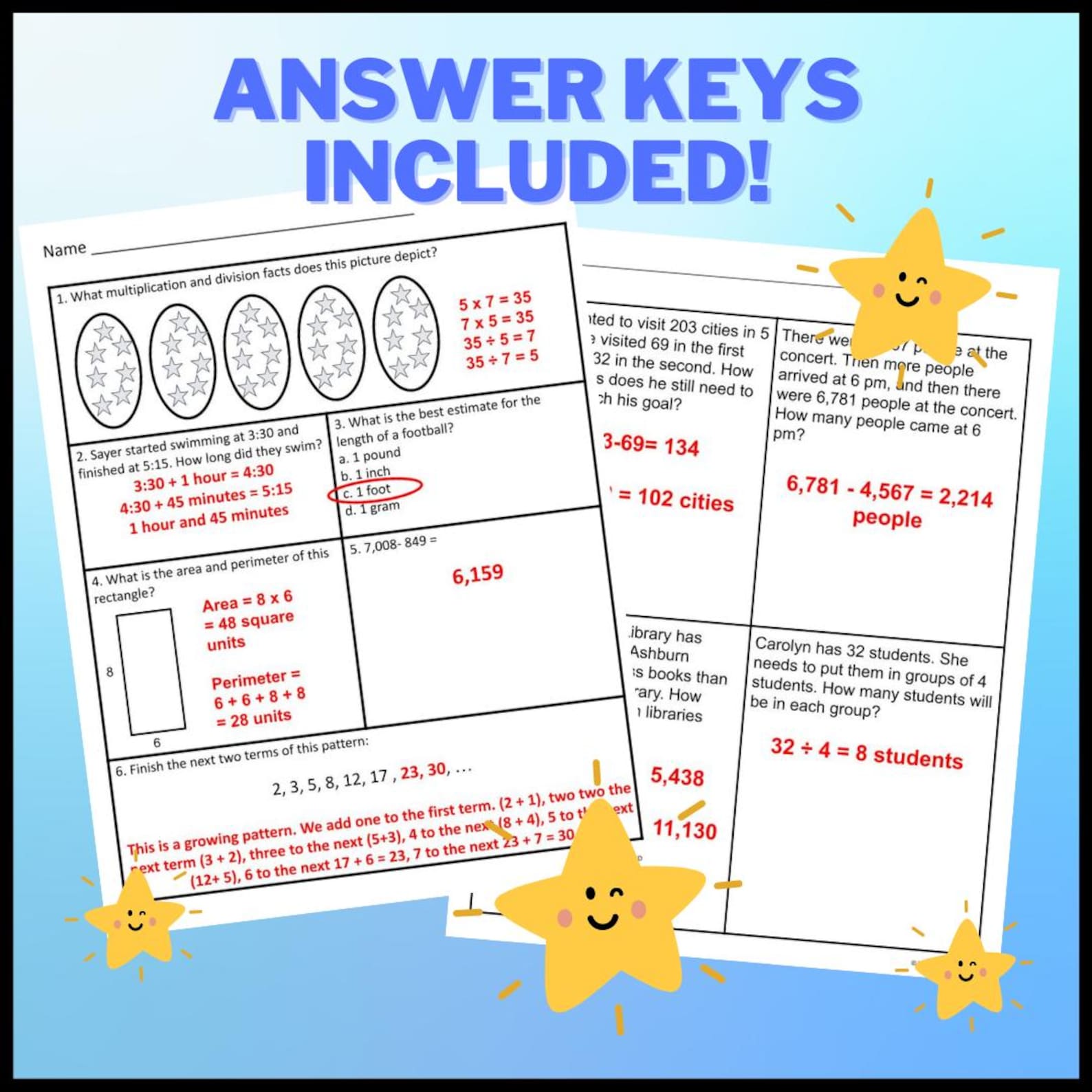 Math Practice Worksheets NWEA MAP Prep RIT Band 191-200 Test Prep - Etsy