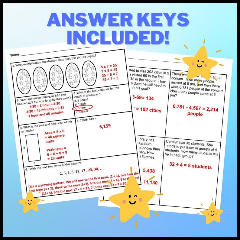 Math Practice Worksheets NWEA MAP Prep RIT Band 191-200 Test Prep - Etsy