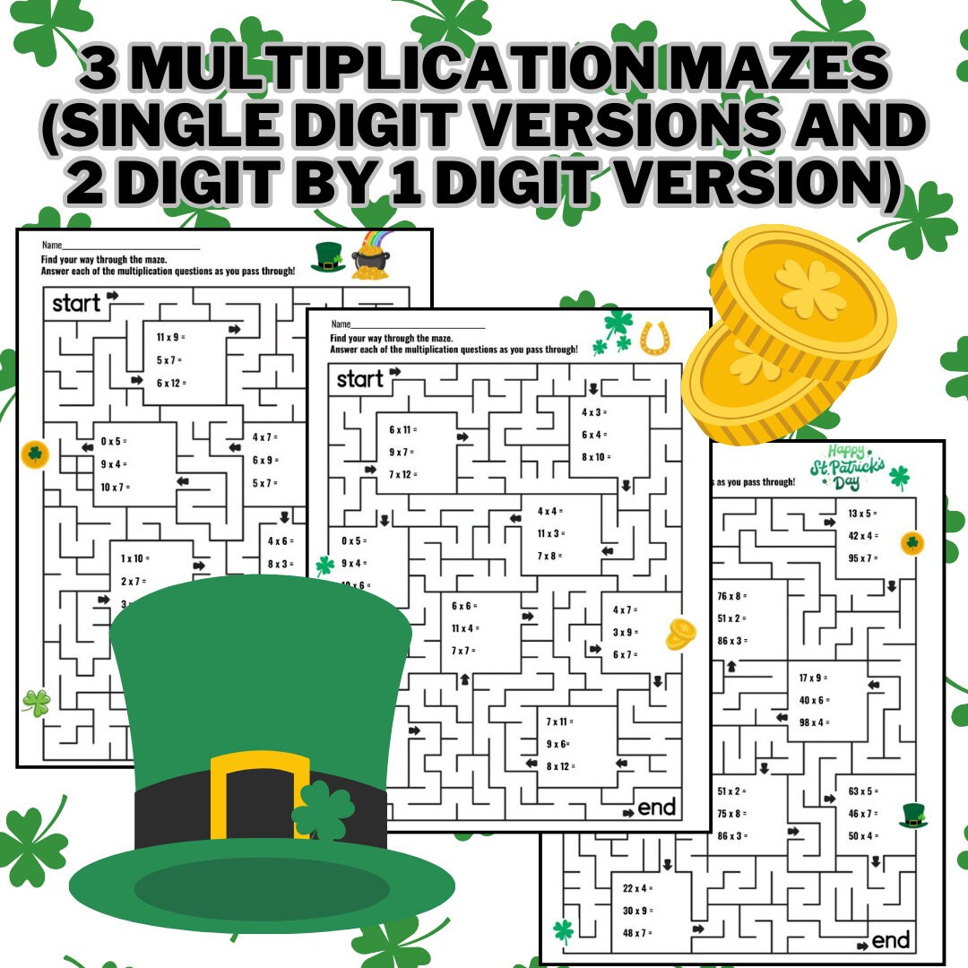 St. Patrick's Day Multiplication Math Fact Pack No Prep Activity Pack ...