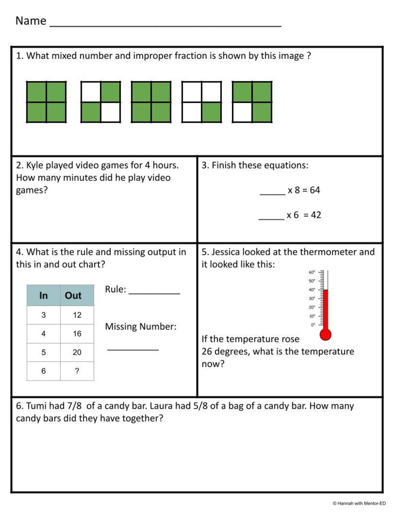 Math Practice Worksheets NWEA MAP Prep RIT Band 191-200 Test Prep - Etsy