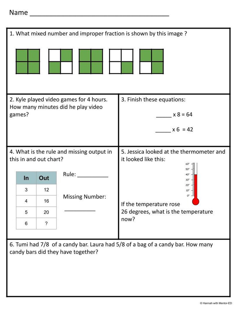 Math Practice Worksheets NWEA MAP Prep RIT Band 191-200 Test Prep - Etsy