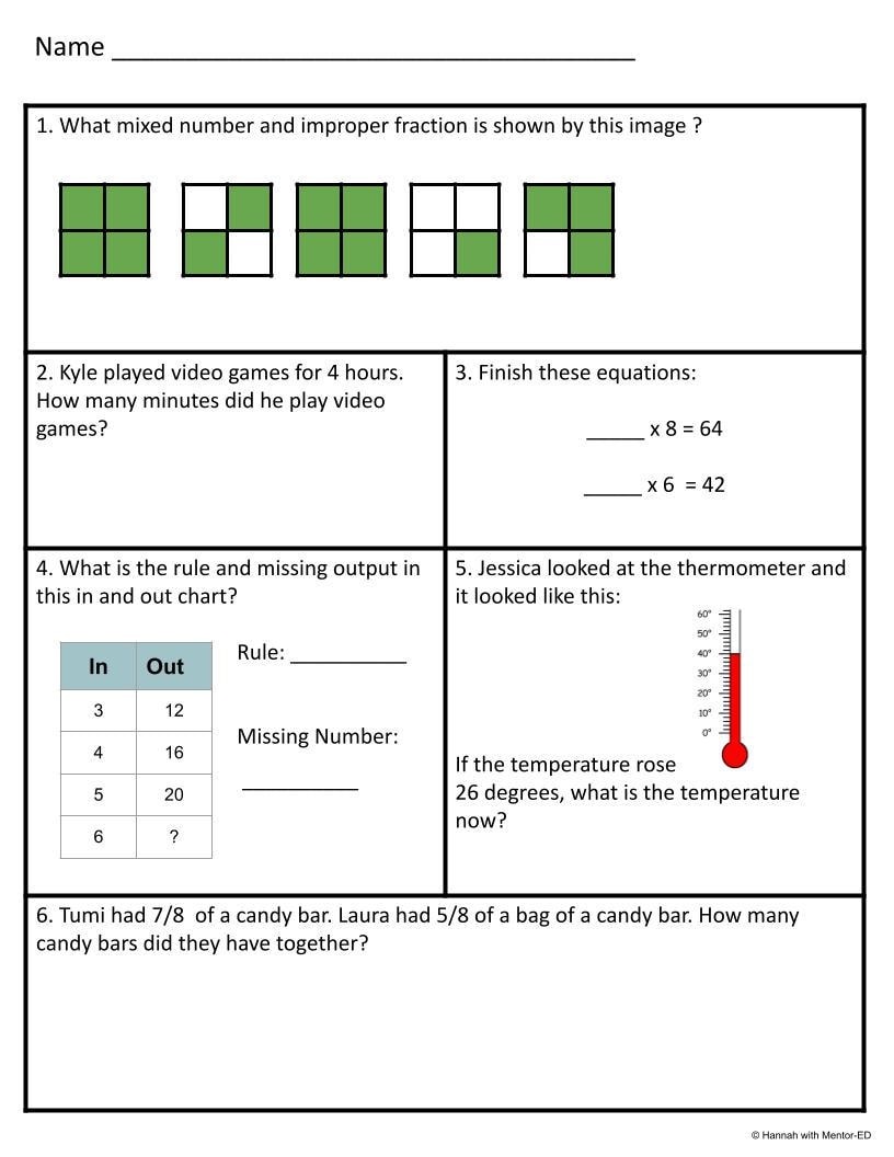 Math Practice Worksheets NWEA MAP Prep RIT Band 191-200 Test Prep - Etsy