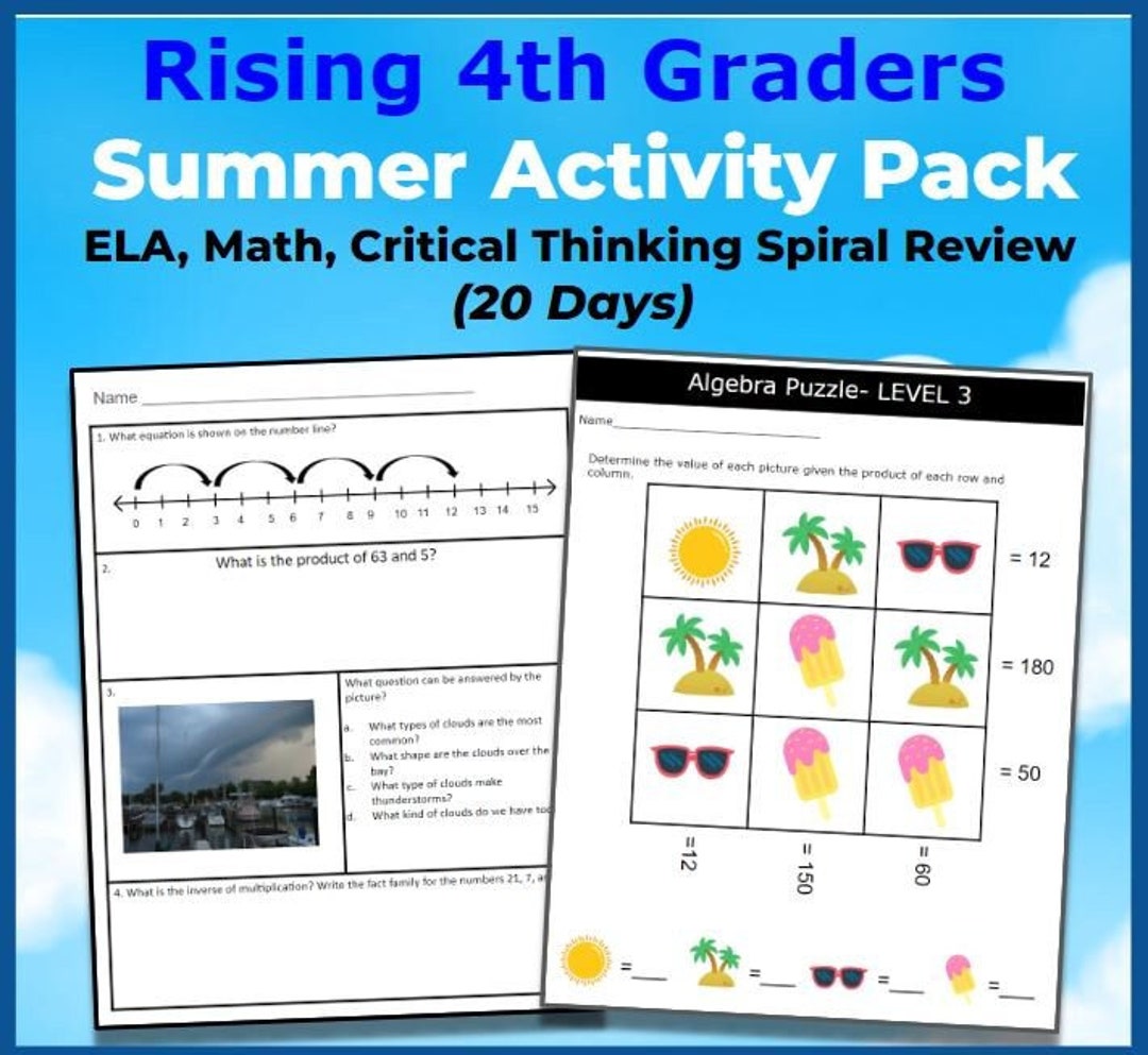 Third Grade Summer Activity Review Pack 3rd Moving to 4th - Etsy