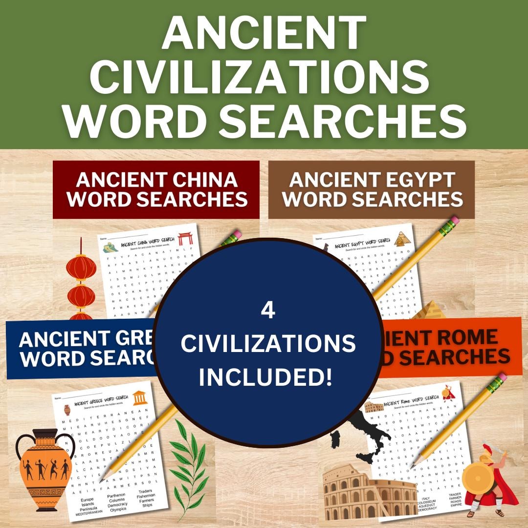 Ancient Egypt, China, Rome, and Greece Word Searches! (ancient ...