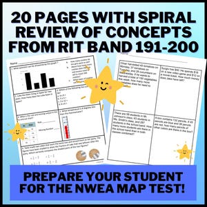 Math Practice Worksheets NWEA MAP Prep RIT Band 191-200 Test Prep - Etsy