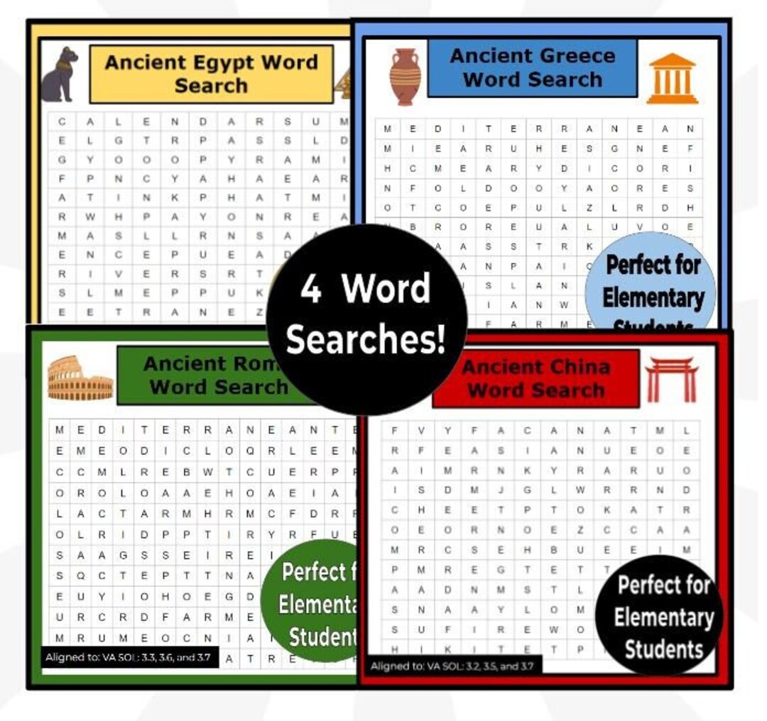 Ancient Egypt, China, Rome, and Greece Word Searches ancient ...