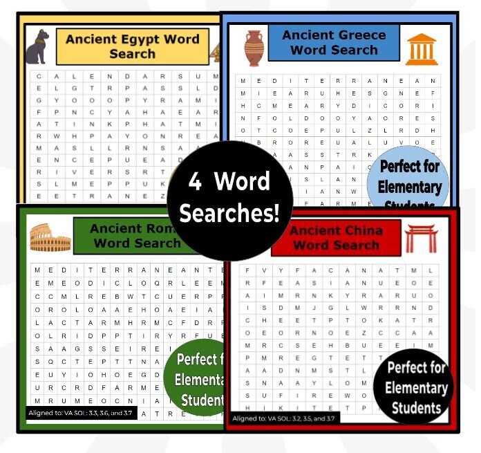 Ancient Egypt, China, Rome, and Greece Word Searches ancient ...