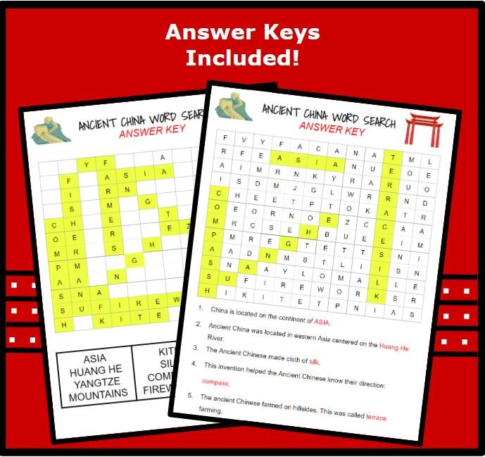 Ancient Egypt, China, Rome, and Greece Word Searches ancient ...