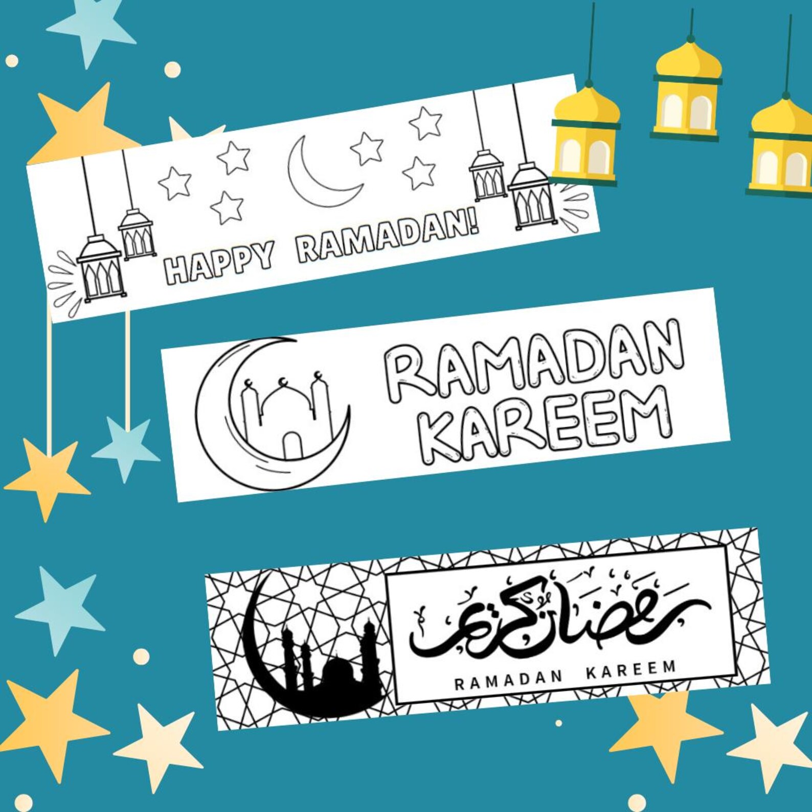 Ramadan Ready to Color Bookmarks, Ramadan (eid) Craft and Party ...
