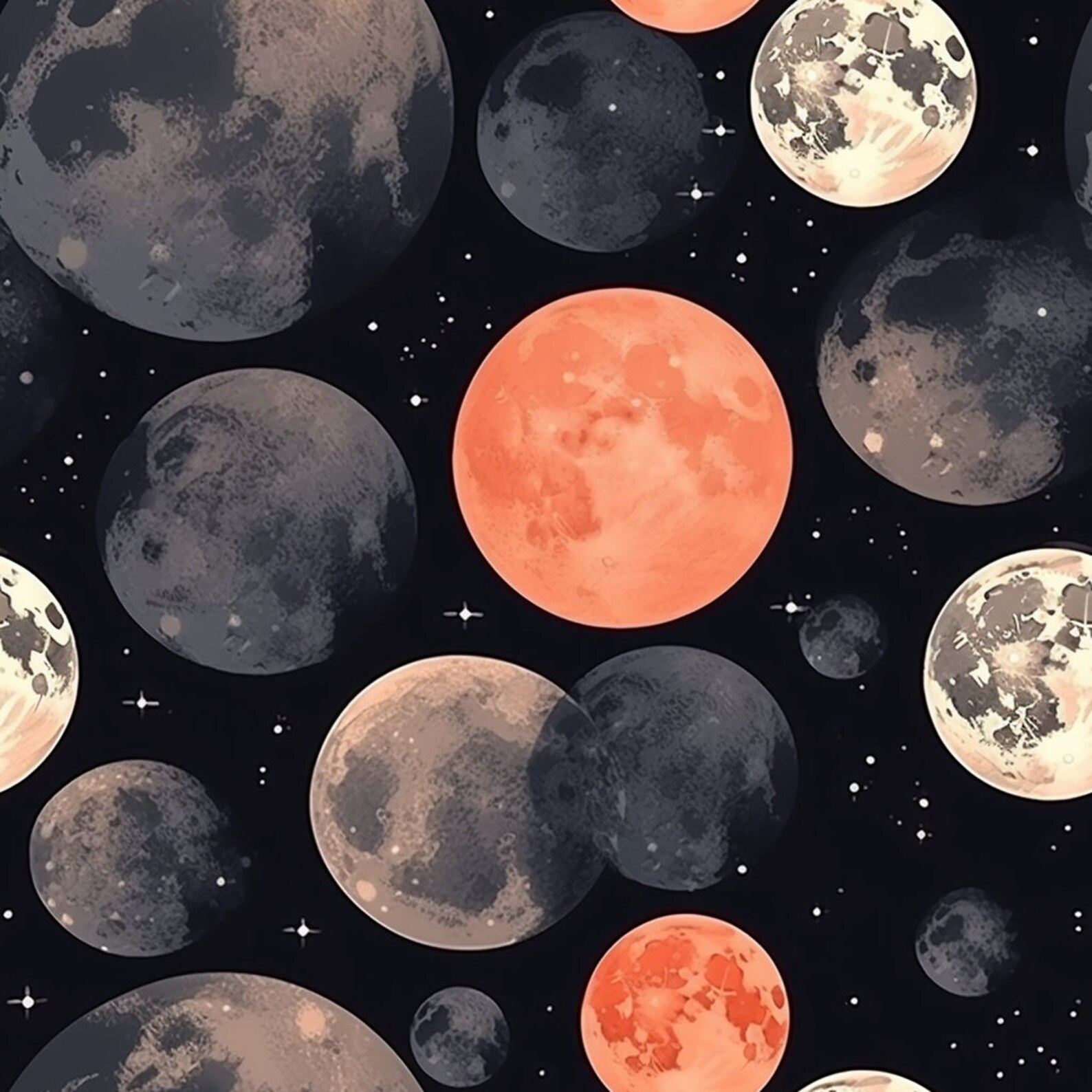 Seamless Moon and Stars Patterns - Etsy