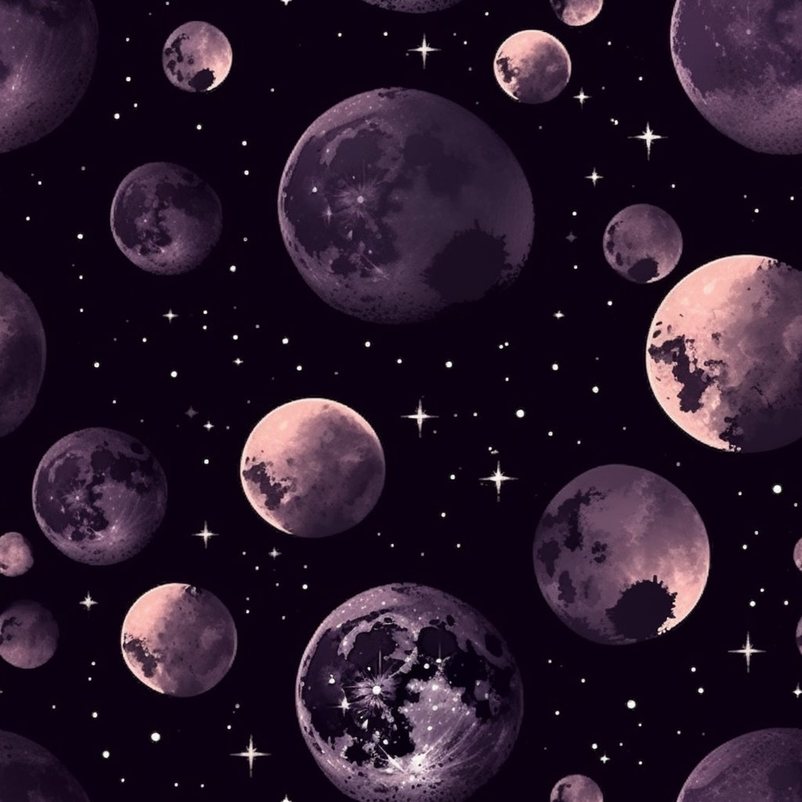 Seamless Moon and Stars Patterns - Etsy