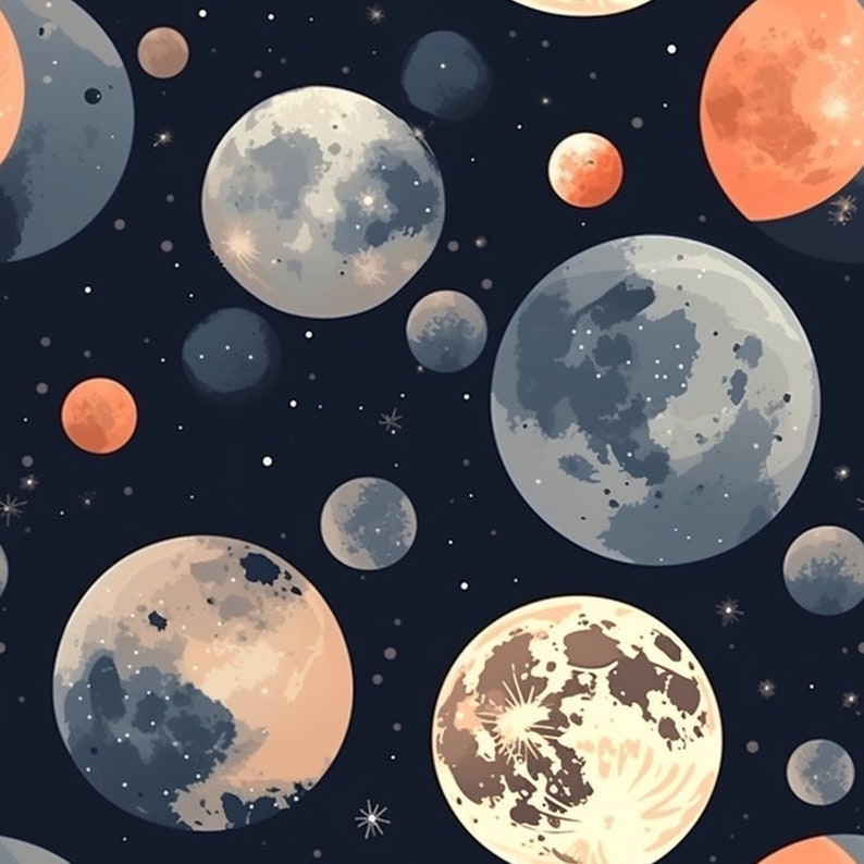 Seamless Moon and Stars Patterns - Etsy