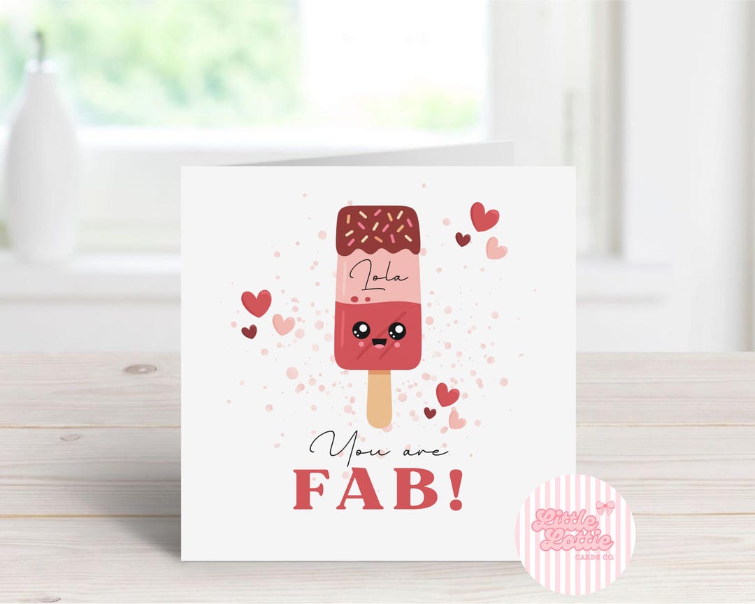 Personalized Valentine's Day Card - "you Are Fab!" Ice Lolly Design - Etsy