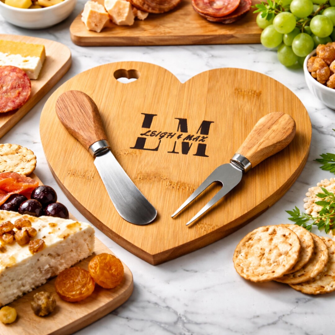 Personalized Heart Shaped Cutting Board – Custom Engraved Wooden Board ...