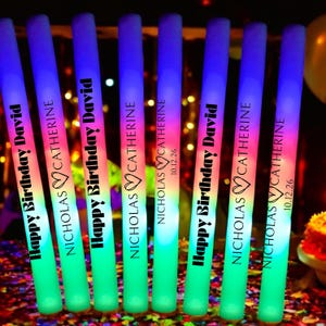Personalized LED Foam Sticks 40 Pack – Custom Wedding Favors Light up ...