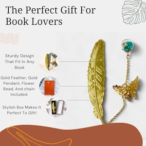 Gold Feather Bookmark With Butterfly Charm & Flower Bead – Best Seller ...