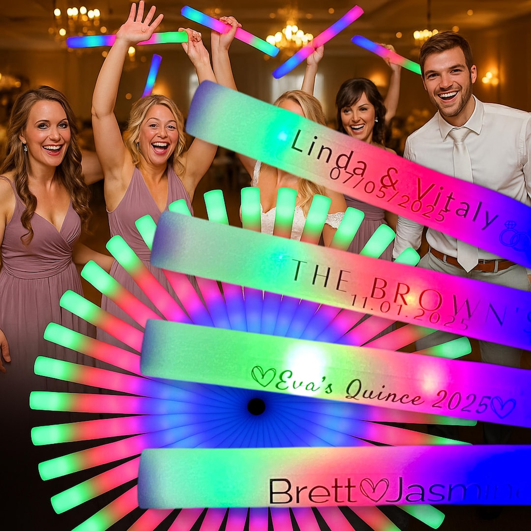 Personalized LED Foam Glow Sticks– Custom Light up Party Favors ...