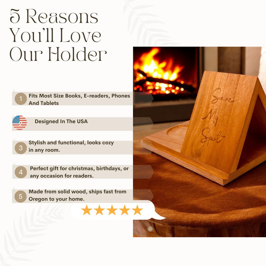 Wooden Book Holder With Cup Holder and Tablet Slot – Reading Stand for ...