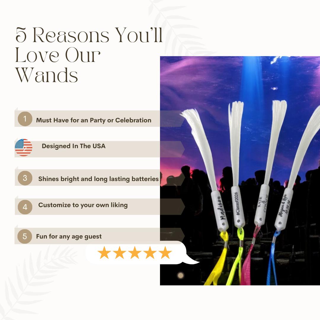 Custom LED Fiber Optic Light Wands– 30 Pack Personalized Glow Sticks ...