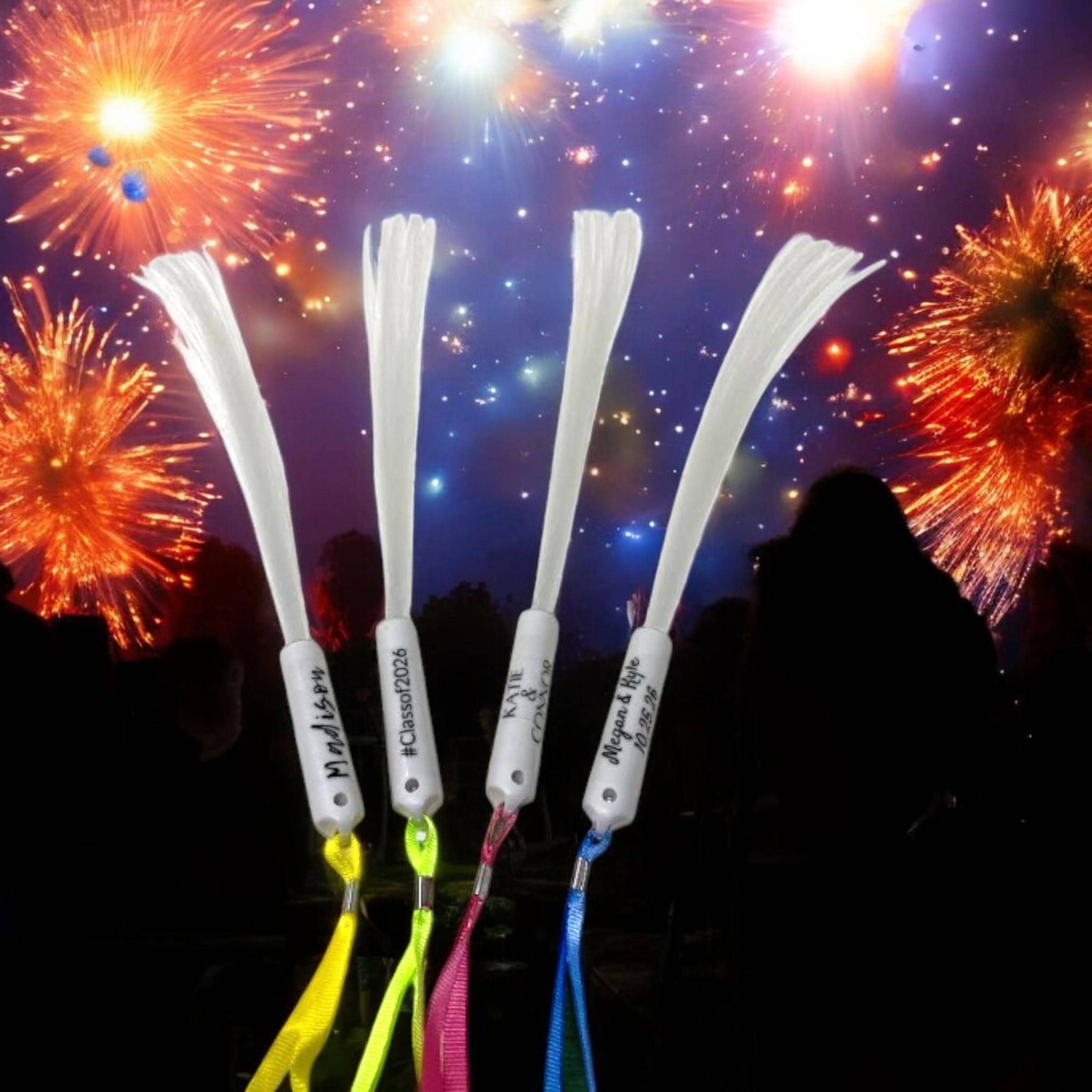 Custom LED Fiber Optic Light Wands– 30 Pack Personalized Glow Sticks ...