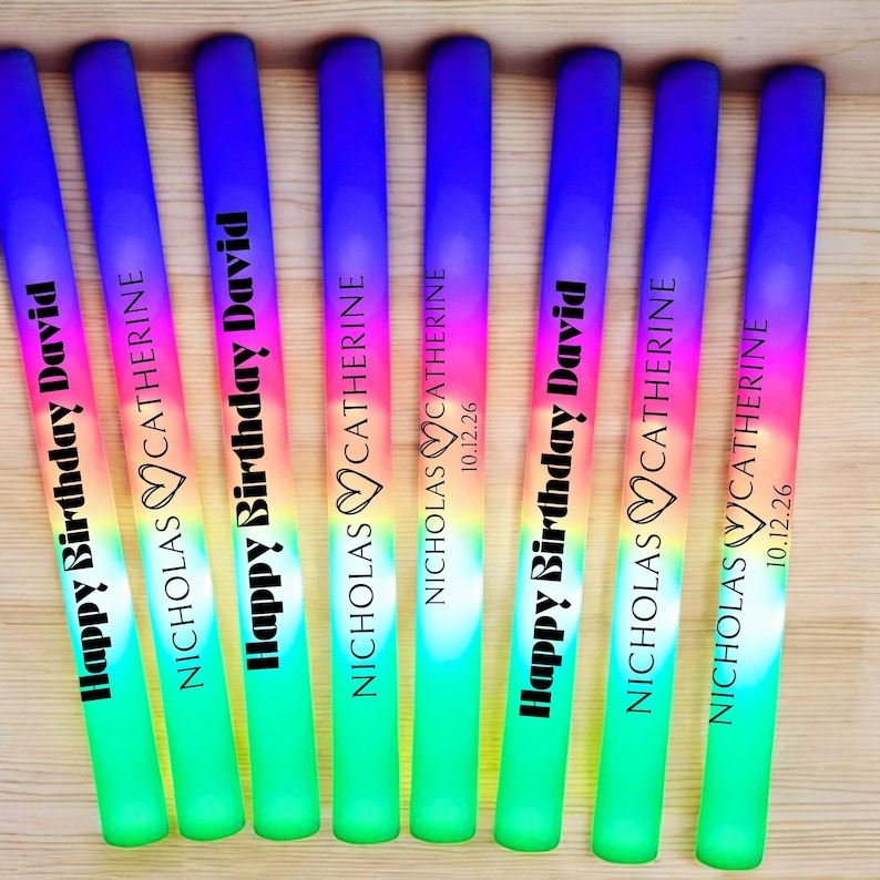 Personalized LED Foam Glow Sticks: Custom Party Favors, Bulk Option ...