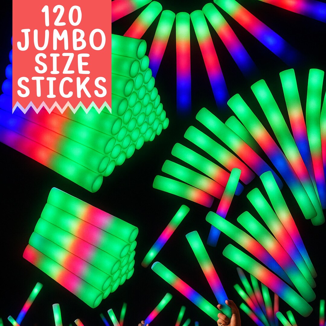 Bulk Foam Glow Sticks for Parties & Weddings – 120 LED Light up Foam ...