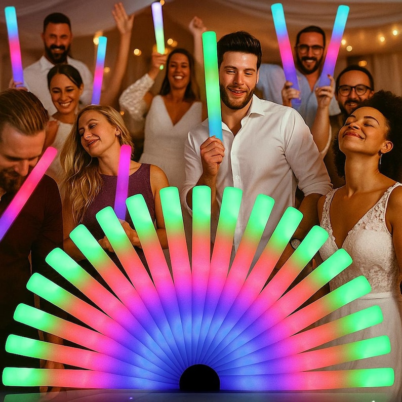 Customizable LED Foam Glow Sticks Bulk – Light up Party Favors for ...