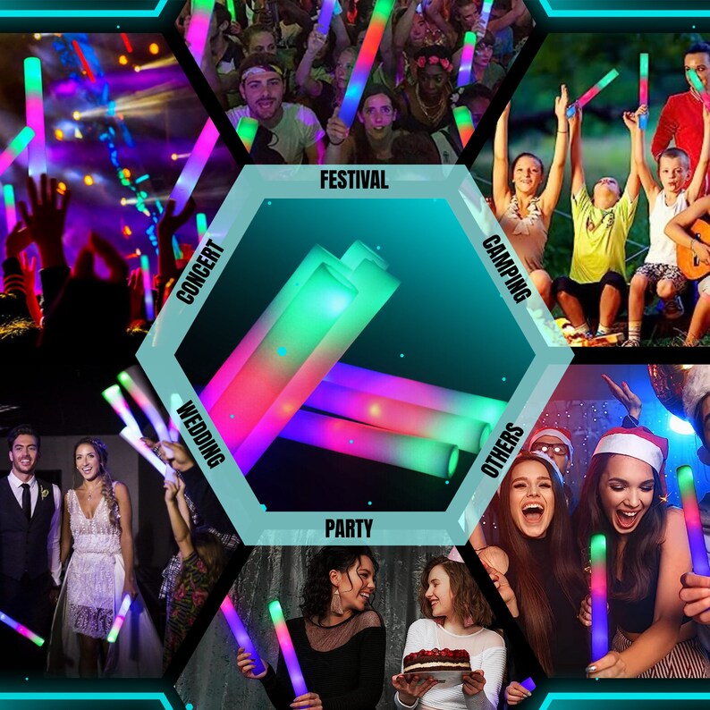 LED Foam Glow Sticks: 100 Set, 3-mode Party Supplies - Etsy