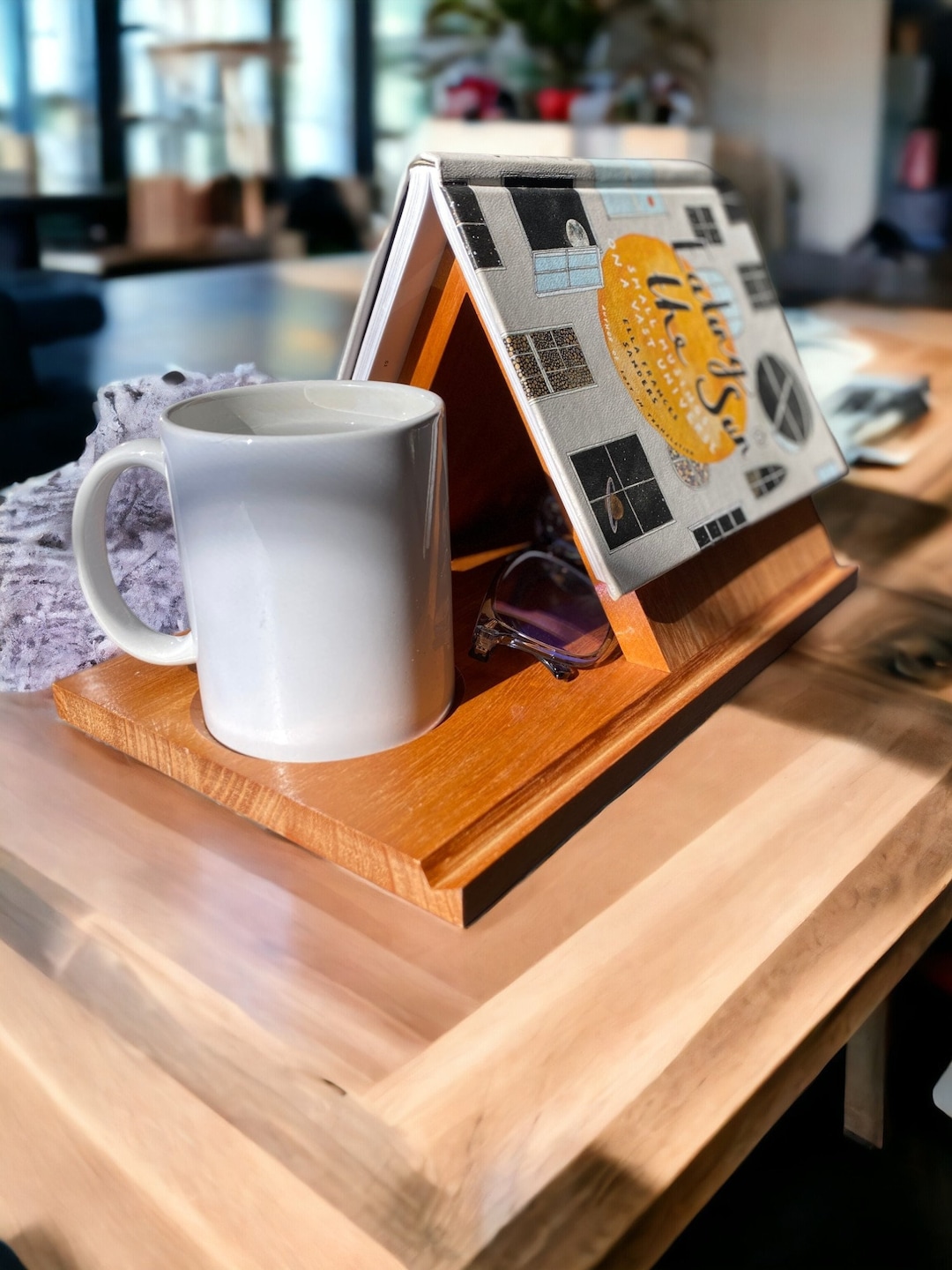 Wooden Book Stand Preassembled | Triangle Book Stand Gift for Book ...