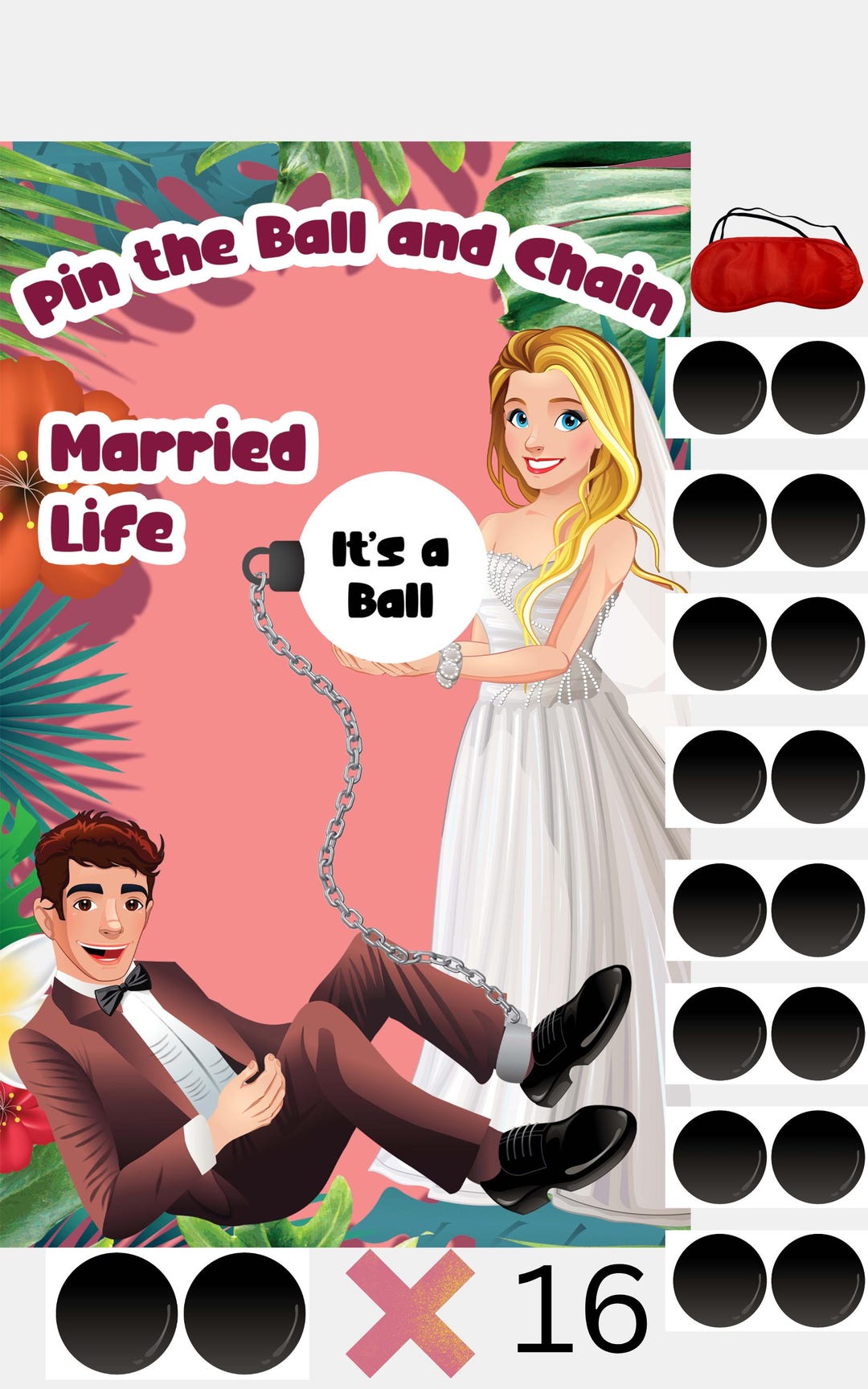 Clean Bachelorette Party Game Pin the Ball and Chain- Fun Bridal Shower ...