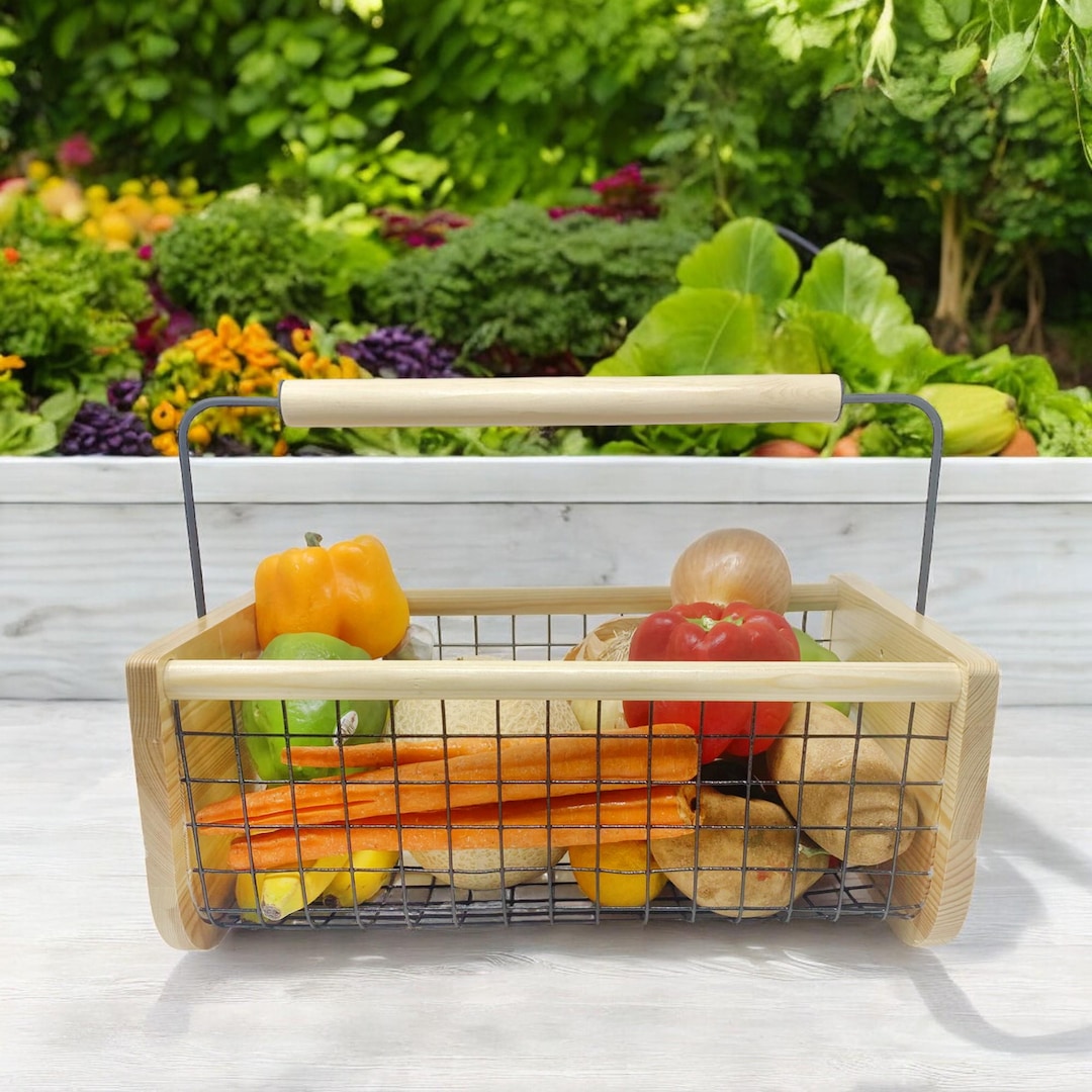 Large Harvest Basket- Garden Basket With Rotationg Handle Makes Washing ...