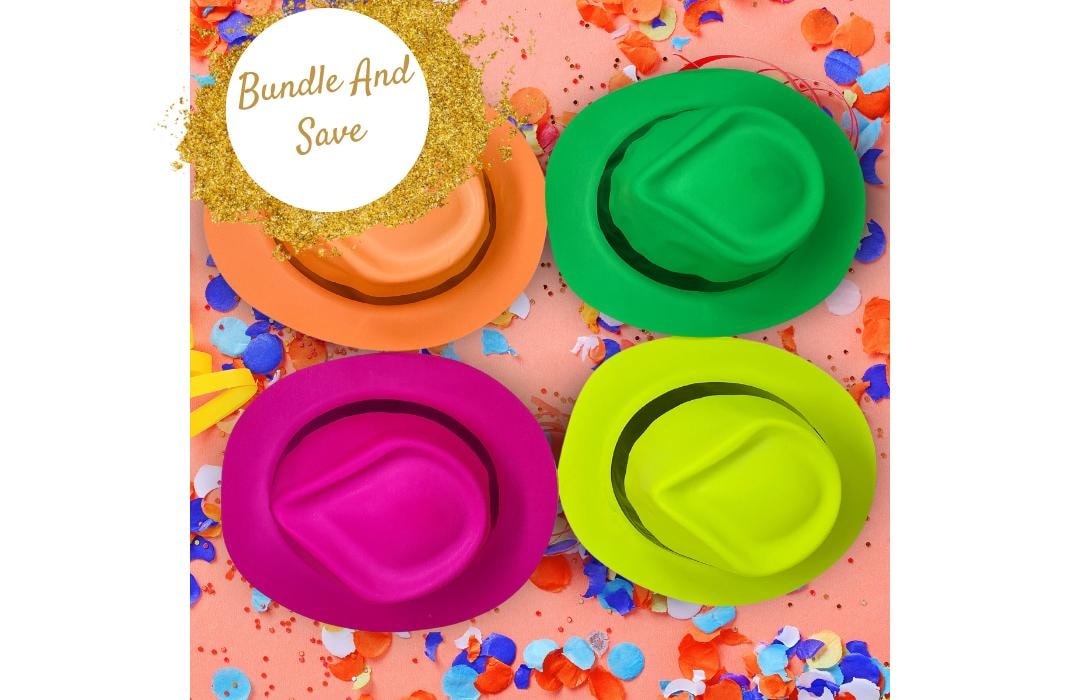 20 Neon Party Hat Fedoras- One Size Fits Most Party Hats- Four ...